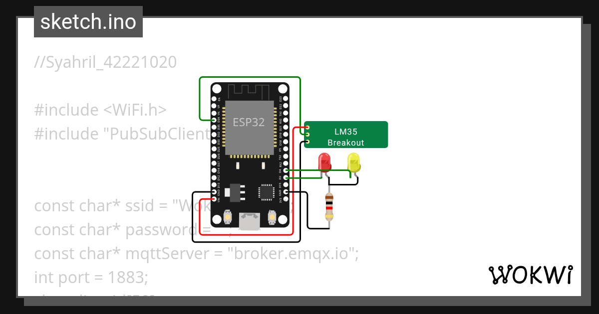 Tugas LM35 MQTT - Wokwi ESP32, STM32, Arduino Simulator