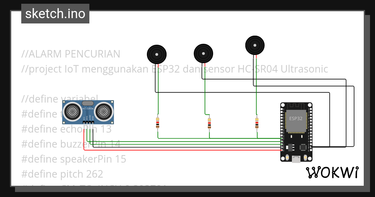 Alarm Thief Sensor - Wokwi ESP32, STM32, Arduino Simulator