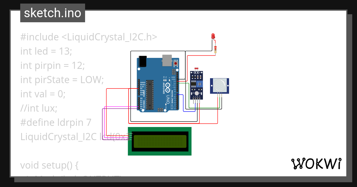 LAMPU RUMAH OTOMATIS DENGAN PIR - Wokwi ESP32, STM32, Arduino Simulator
