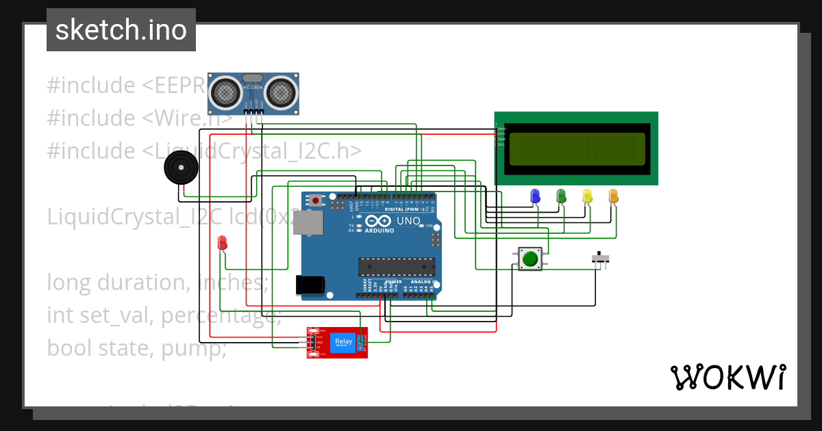 automatic water tank - Wokwi ESP32, STM32, Arduino Simulator