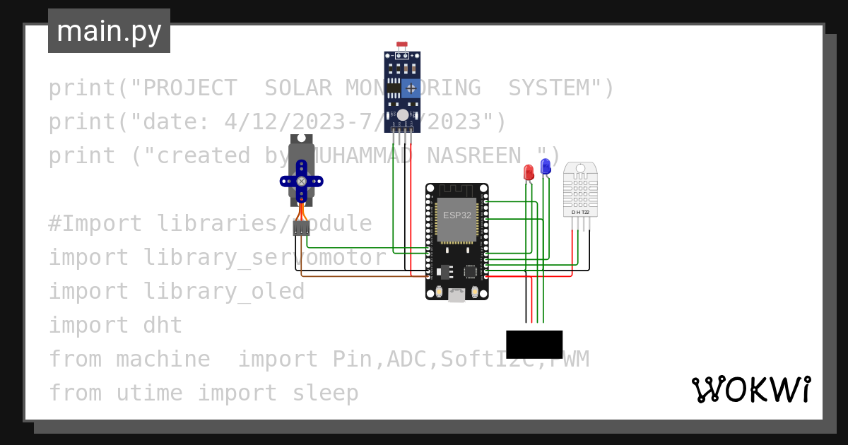 Solar Monitoring System Practical Test Wokwi Esp32 Stm32 Arduino Simulator 