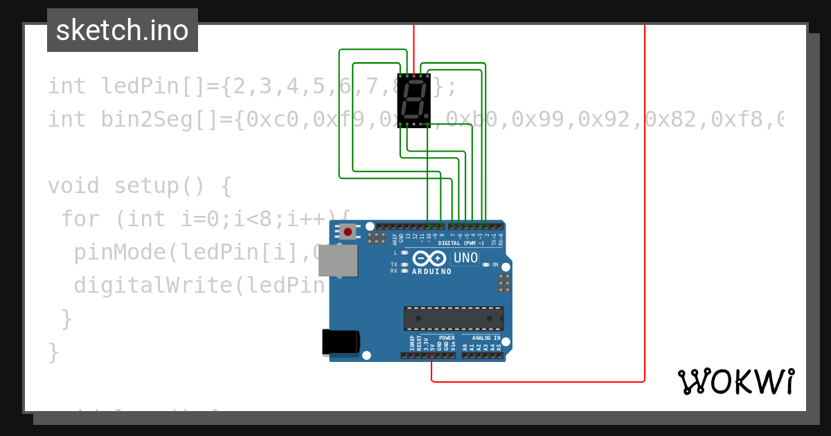 七段顯示器 顯示學號 Wokwi Esp32 Stm32 Arduino Simulator