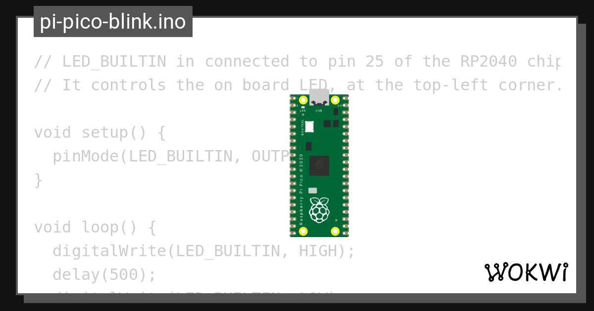Pi Pico Blink Wokwi Esp32 Stm32 Arduino Simulator 9022