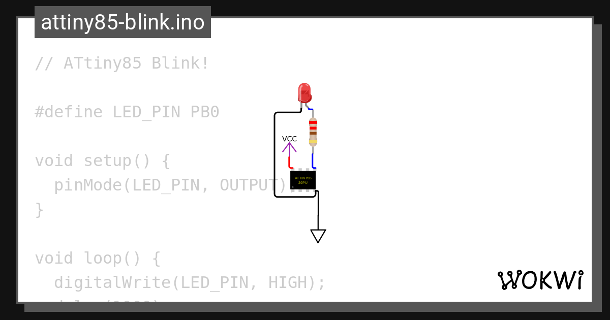 Attiny85 Blink Wokwi Esp32 Stm32 Arduino Simulator