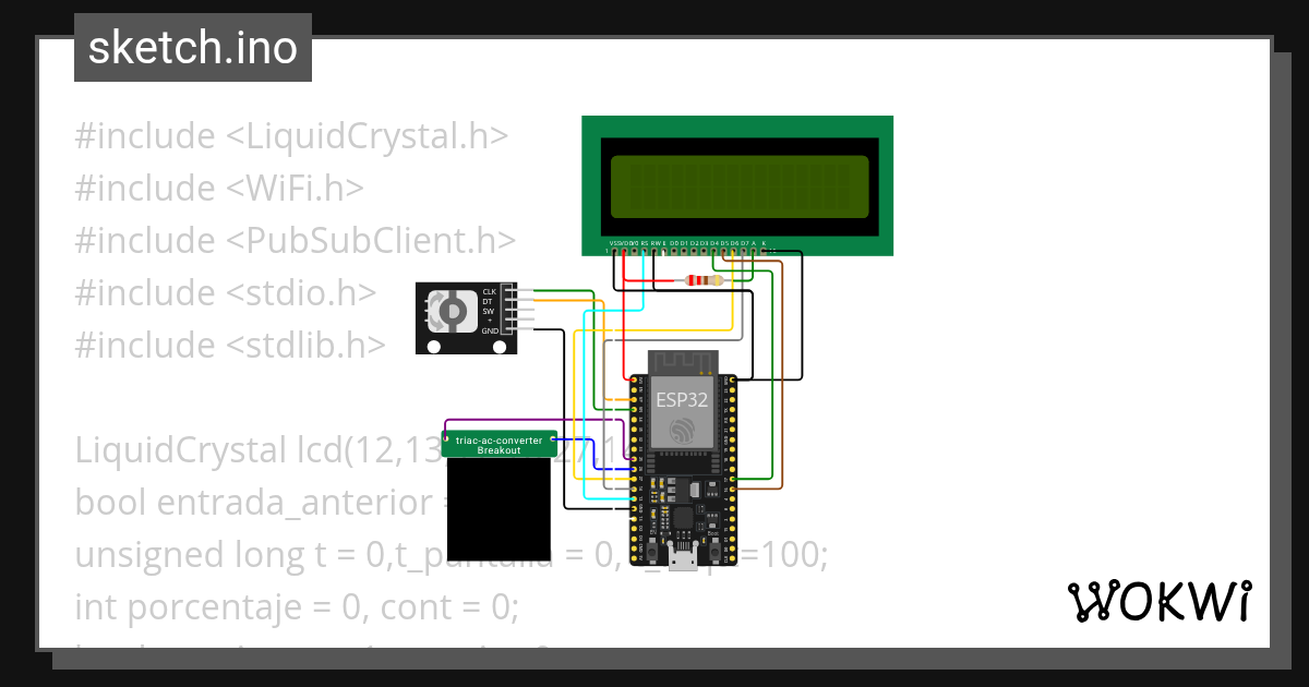 Practica TRIACS Solucion 2 - Wokwi ESP32, STM32, Arduino Simulator