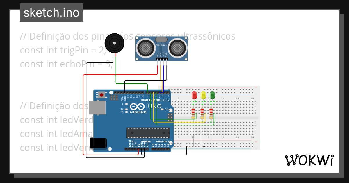 Sensor De Estacionamento Luminoso E Sonoro Wokwi Esp32 Stm32 Arduino Simulator