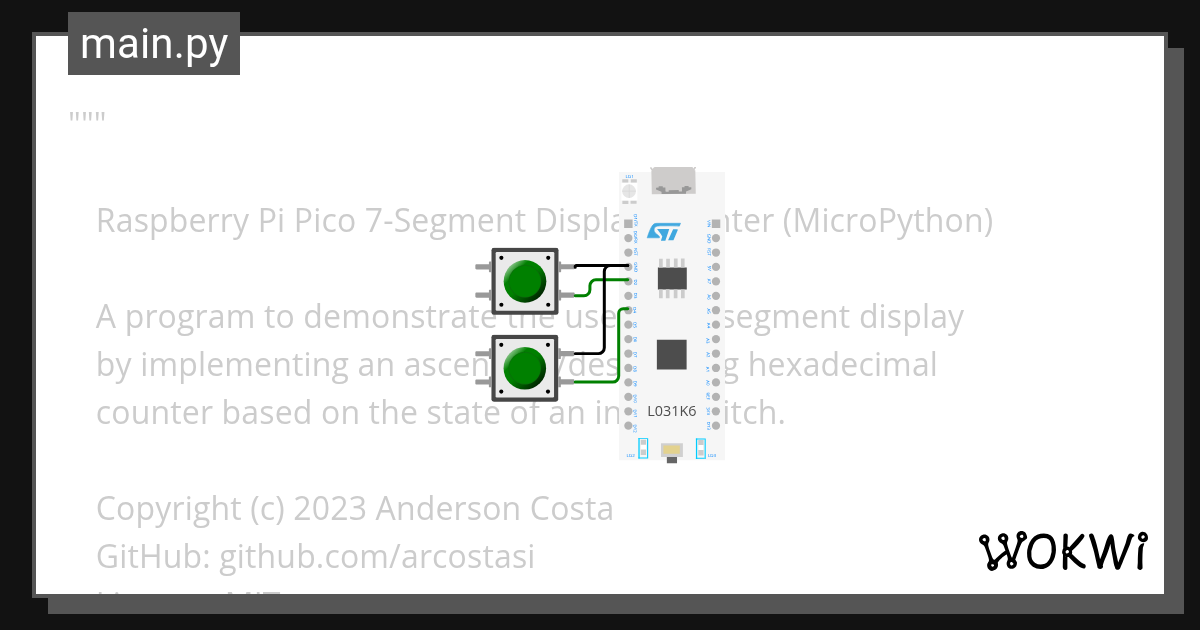 7-Segment Display Counter Copy - Wokwi ESP32, STM32, Arduino Simulator
