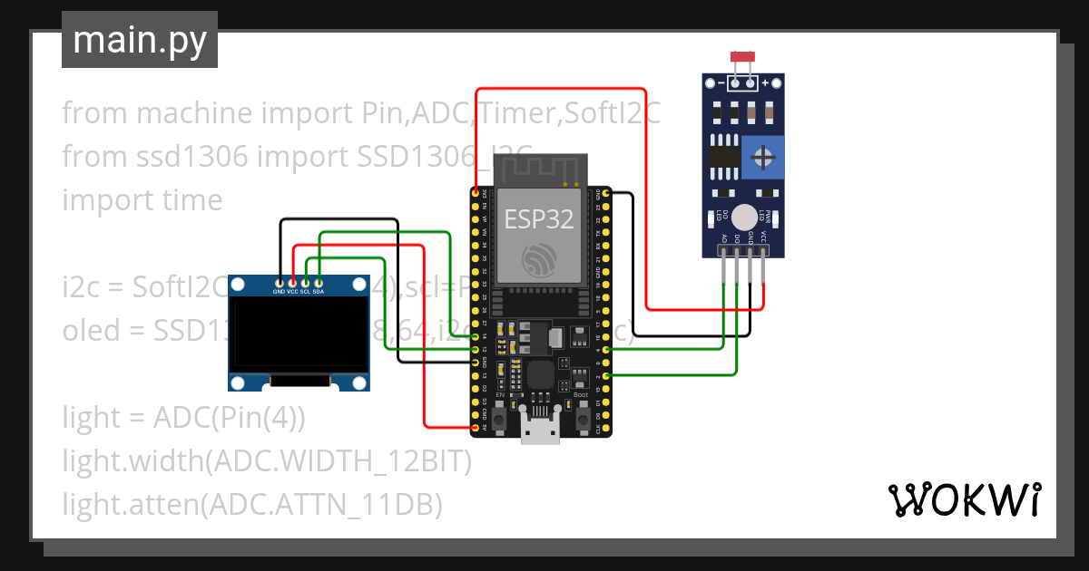 光电传感oled显示 Wokwi Esp32 Stm32 Arduino Simulator