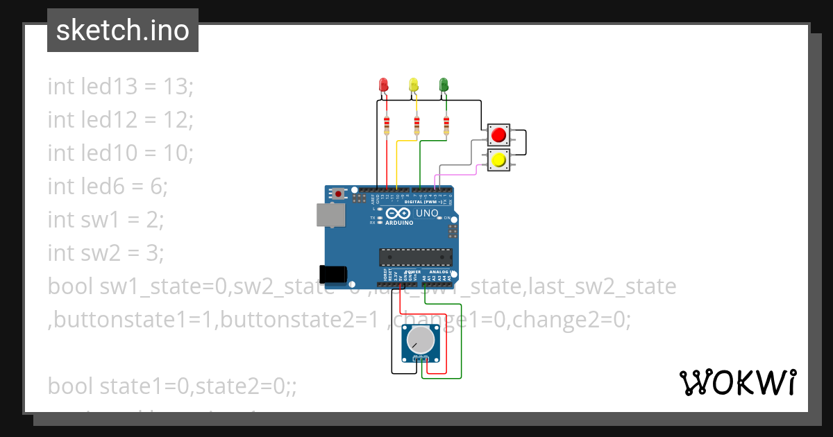 Led double switch - Wokwi ESP32, STM32, Arduino Simulator