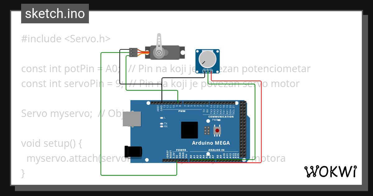 Pomeranje Servo Motora Sa Potenciometrom Wokwi Esp32 Stm32 Arduino Simulator 3847