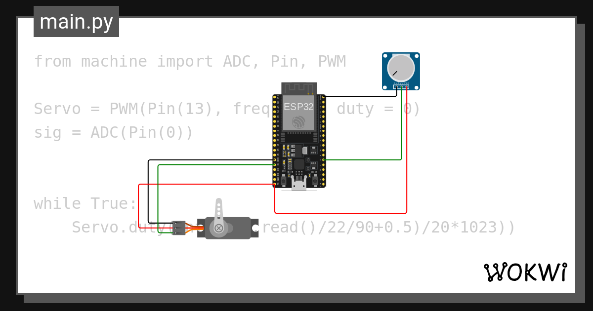 电位器控制舵机 Wokwi Esp32 Stm32 Arduino Simulator 
