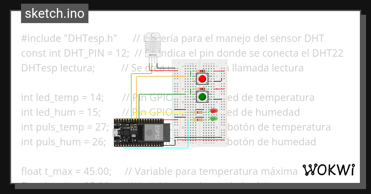 ACTV. 1 C_JARA DHT22 - Wokwi ESP32, STM32, Arduino Simulator