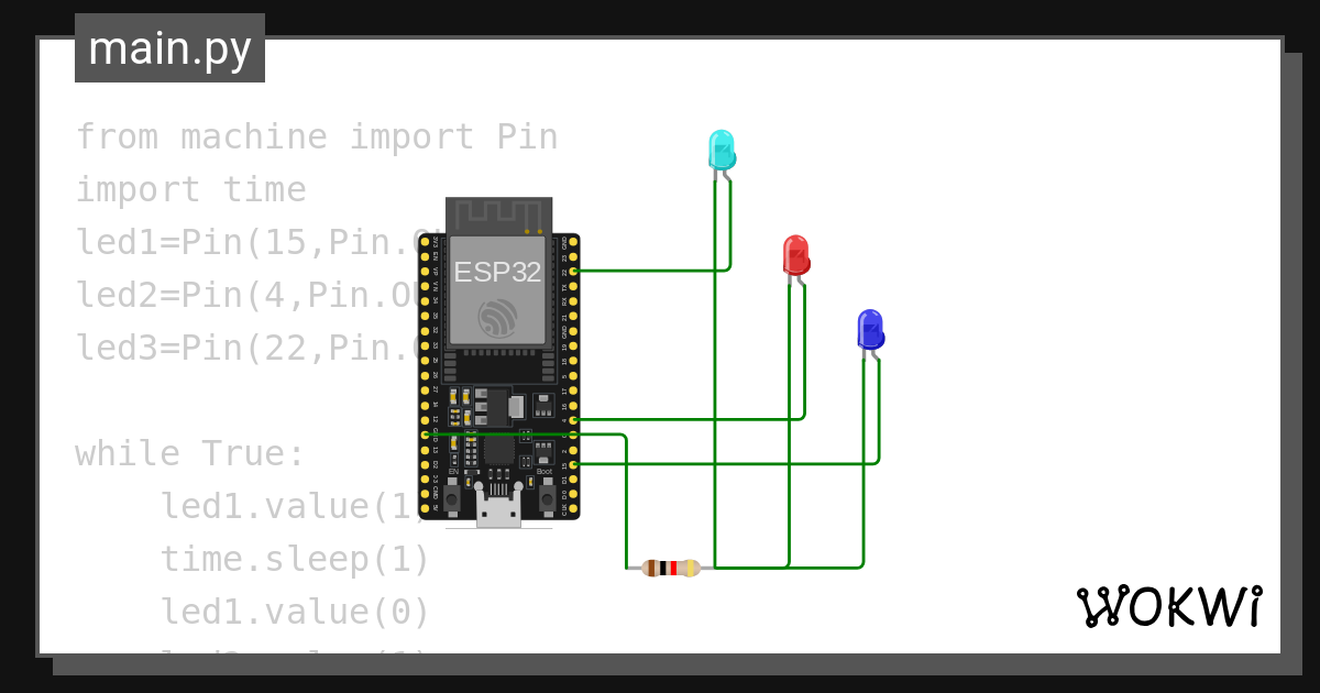 制作流水灯 Wokwi Esp32 Stm32 Arduino Simulator 8763