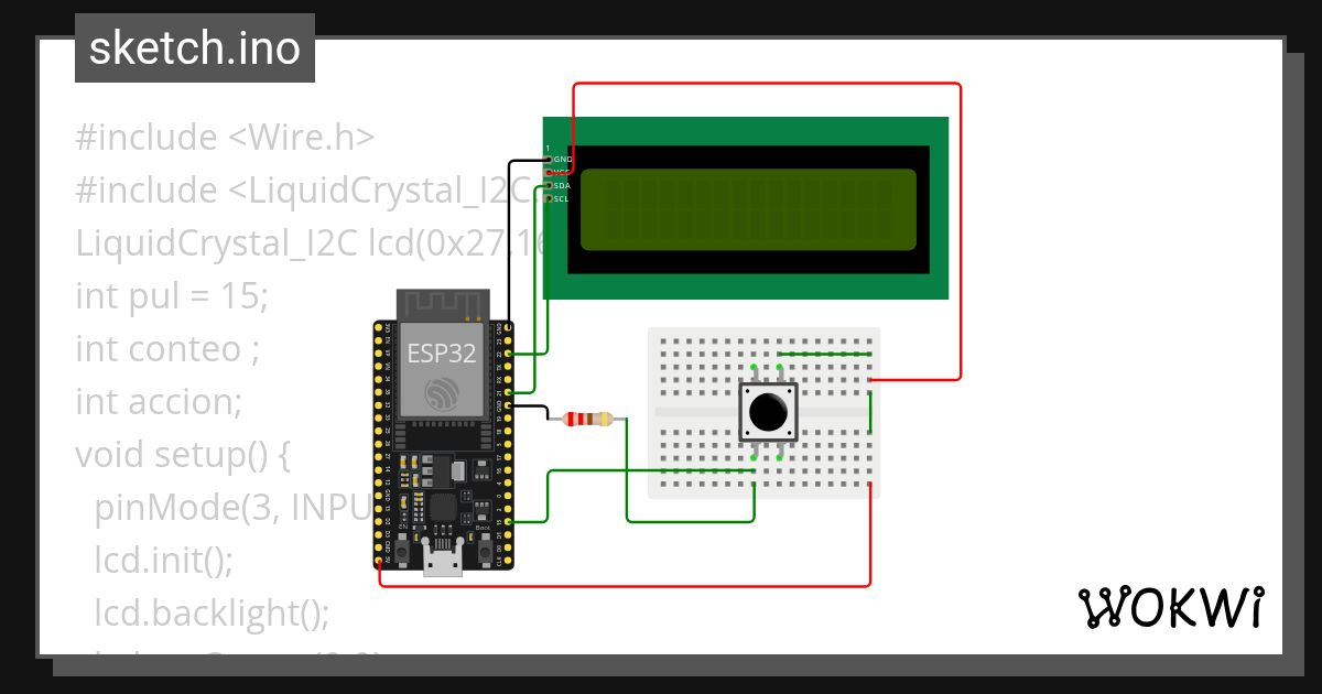 contador lcd i2c - Wokwi ESP32, STM32, Arduino Simulator