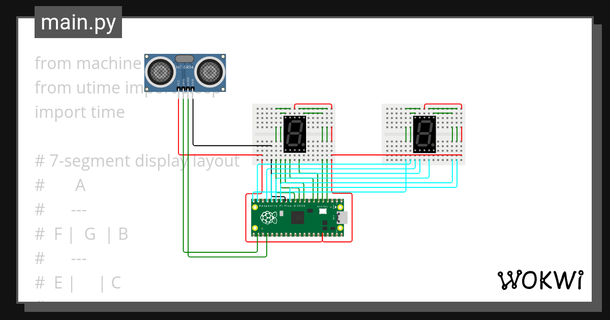 7 Segment Display Distance 2 Wokwi Esp32 Stm32 Arduino Simulator 4779
