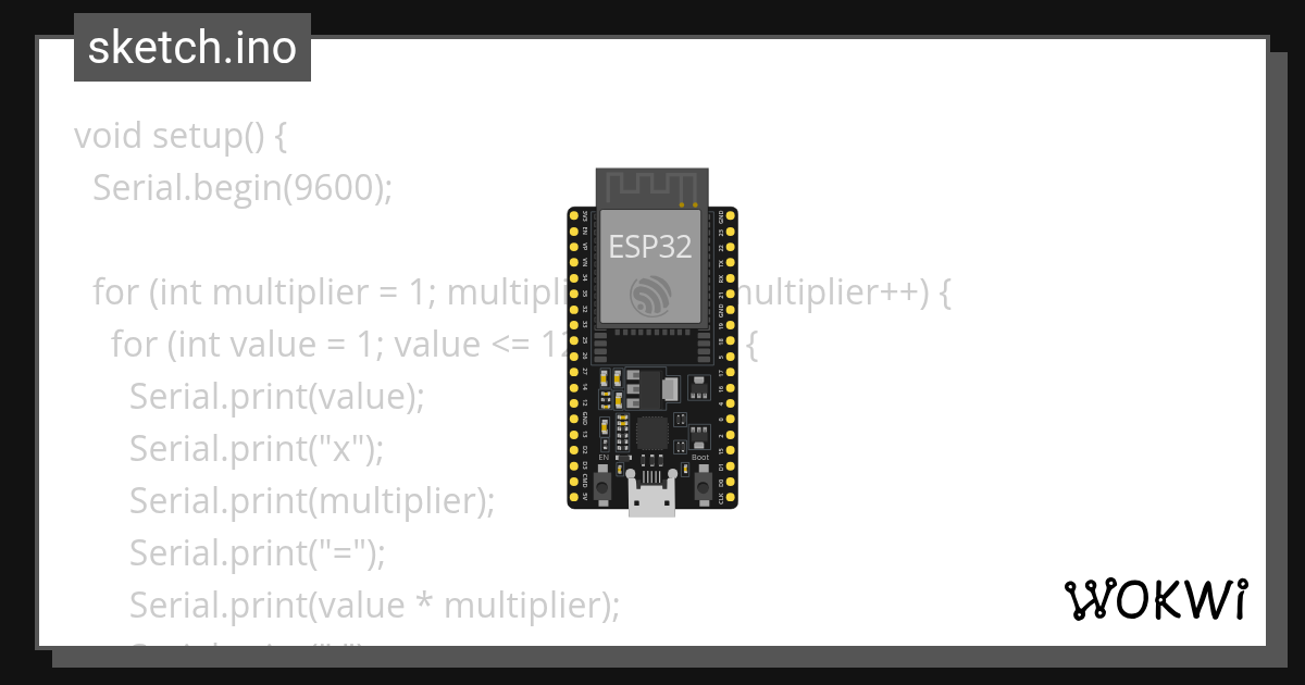 forloop - Wokwi ESP32, STM32, Arduino Simulator