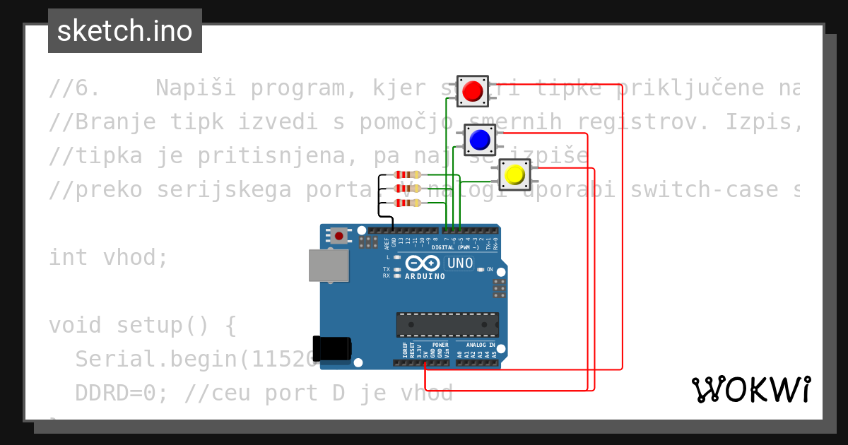 6 3 Stikala S Smernimi Registri Wokwi Esp32 Stm32 Arduino Simulator