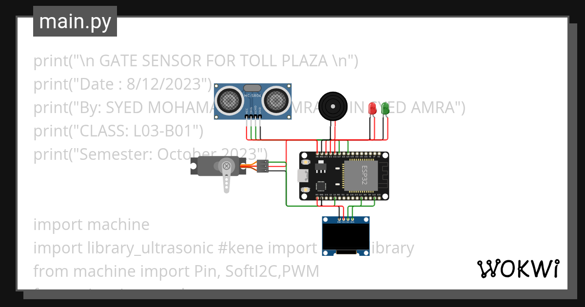 AUTO GATE TOLL GOMBAK - Wokwi ESP32, STM32, Arduino Simulator