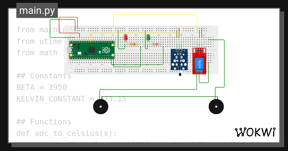Pi Pico Ntc 100 ניסוי 1 יד Wokwi Esp32 Stm32 Arduino Simulator