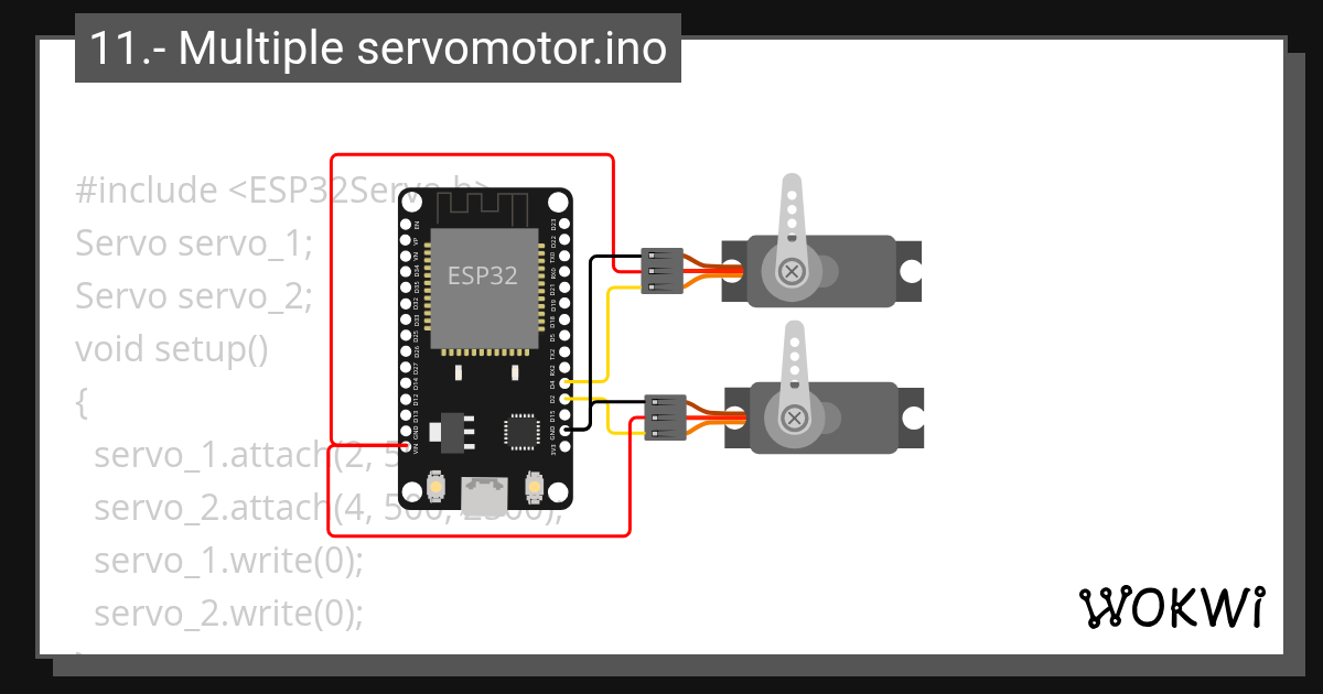 Multiple servomotor - Wokwi ESP32, STM32, Arduino Simulator