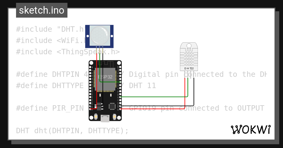 Dht And Ultrasonic And Pir Sensor Project Copy Wokwi Esp32 Stm32 Arduino Simulator