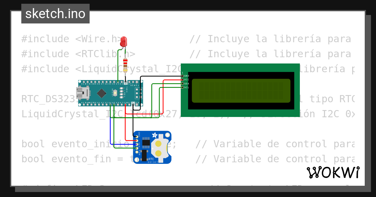 Reloj Rtc Con Display 16x2 Ic Wokwi Esp32 Stm32 Arduino Simulator