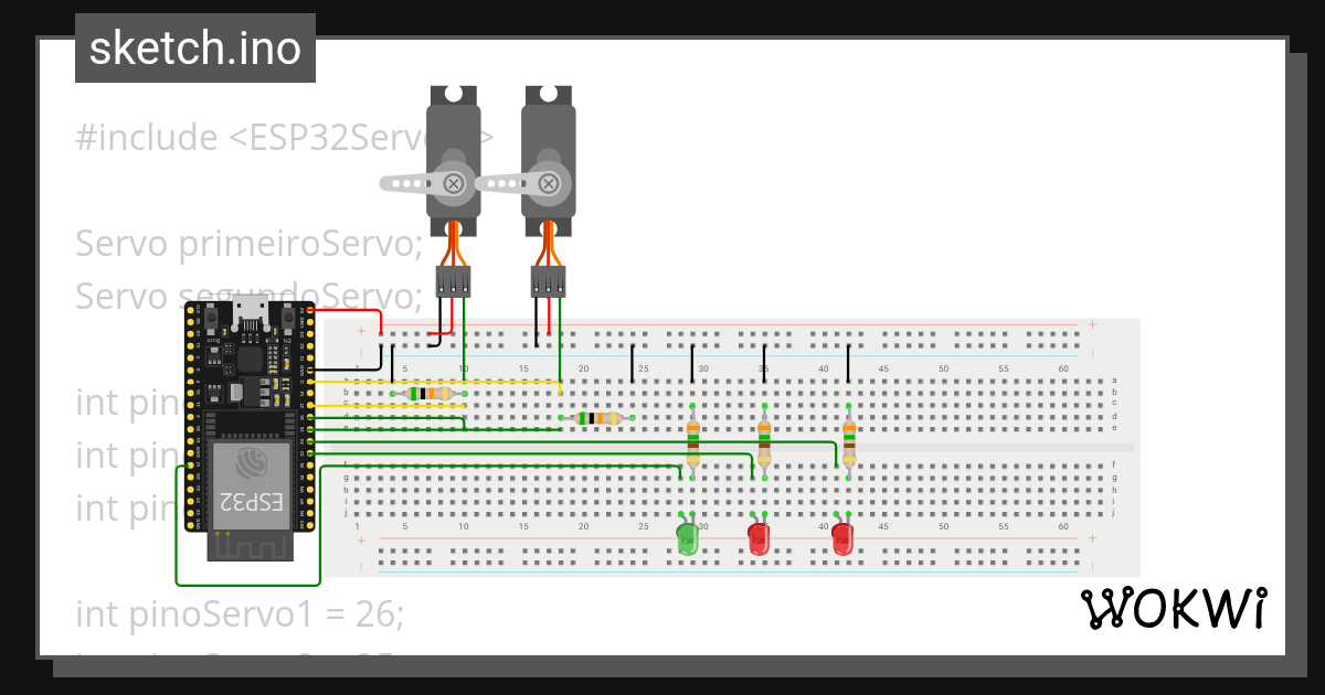 teste com servos - Wokwi ESP32, STM32, Arduino Simulator