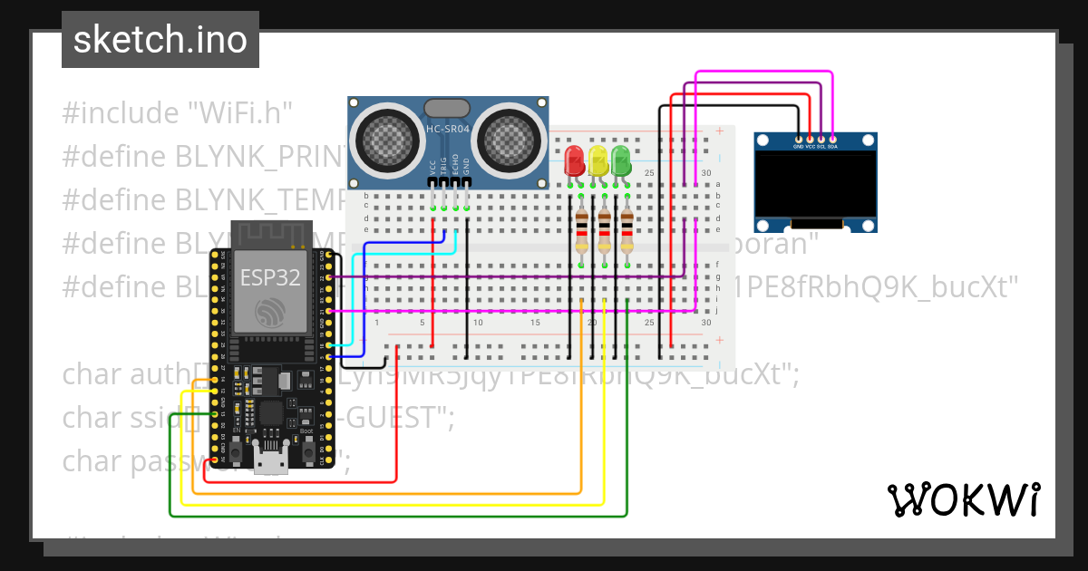 Water level Laporan Blynk - Wokwi ESP32, STM32, Arduino Simulator