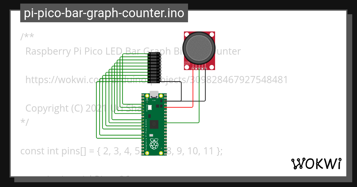 pi-pico-bar-graph-counter.ino Copy - Wokwi ESP32, STM32, Arduino Simulator