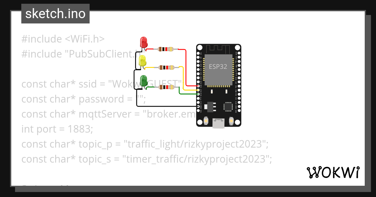 traffic-light-mqtt - Wokwi ESP32, STM32, Arduino Simulator
