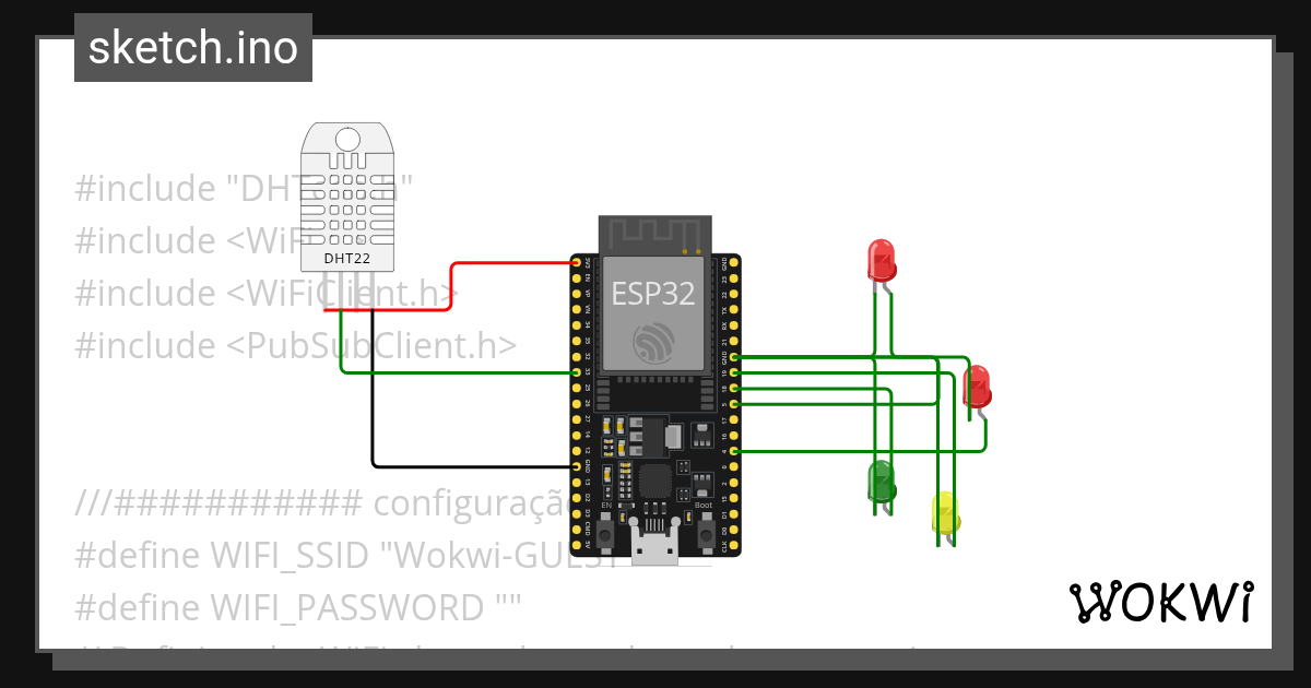 Sensor de Temperatura e Umidade - Wokwi ESP32, STM32, Arduino Simulator