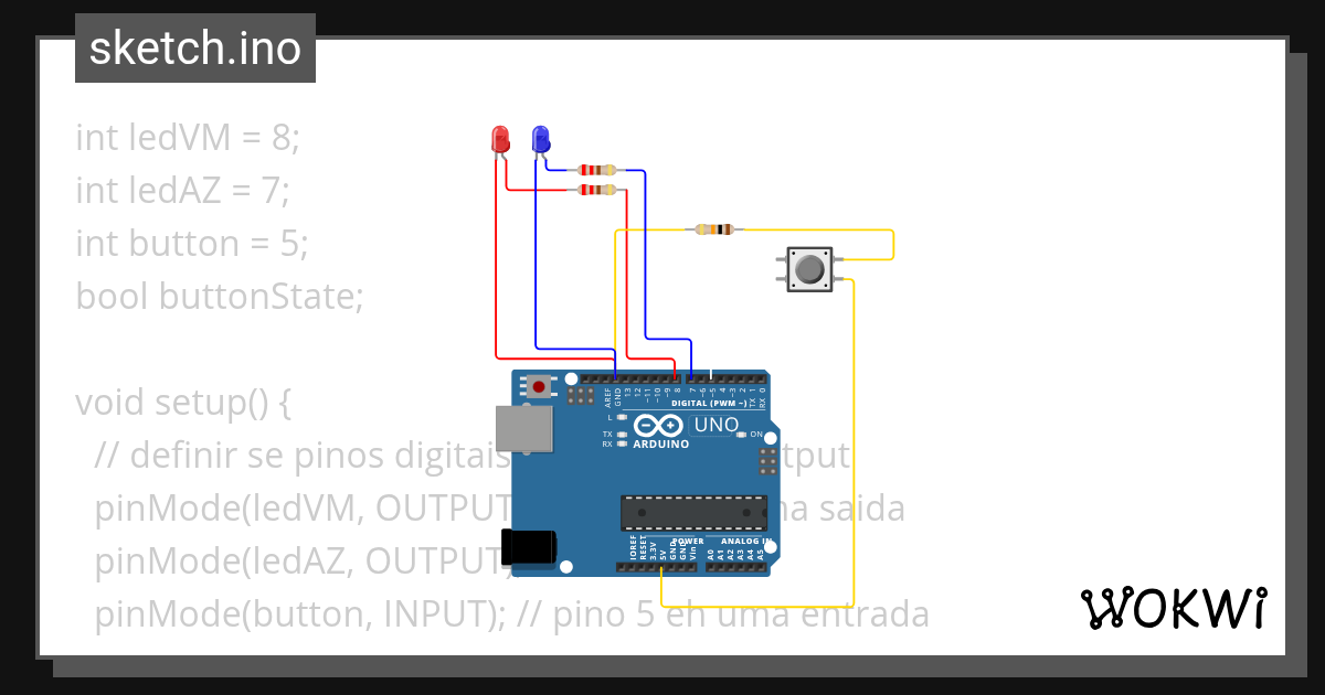 Troca-troca de botão - Wokwi ESP32, STM32, Arduino Simulator