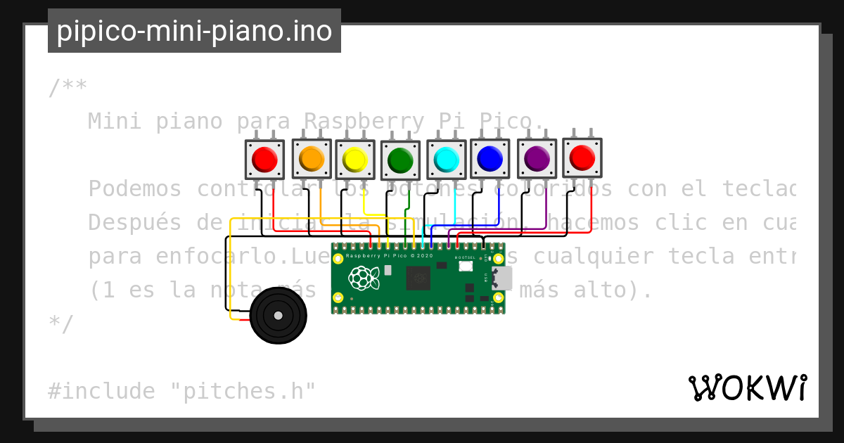 Mini Piano Raspberry Wokwi Esp32 Stm32 Arduino Simulator