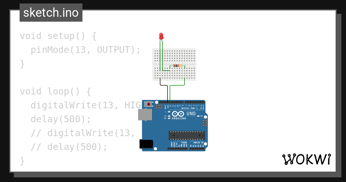Led Blink With Breadboard Wokwi Esp32 Stm32 Arduino Simulator