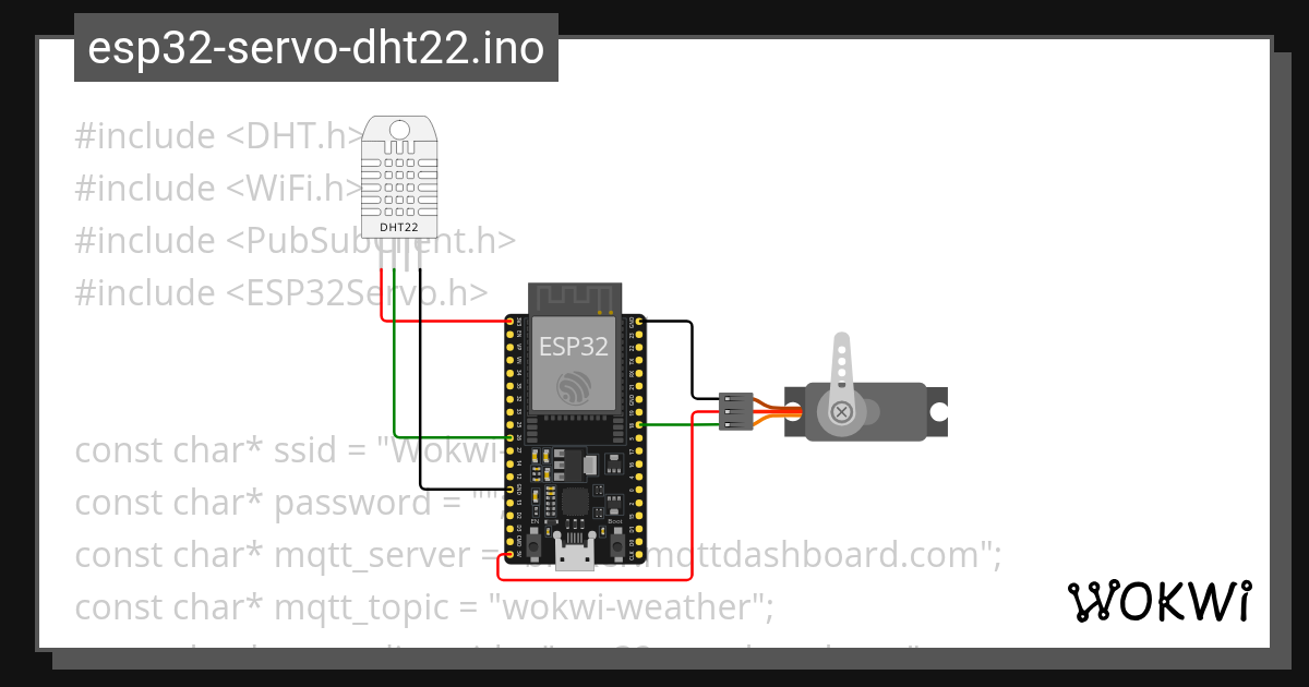 ESP32-SERVO-DHT22 - Wokwi ESP32, STM32, Arduino Simulator