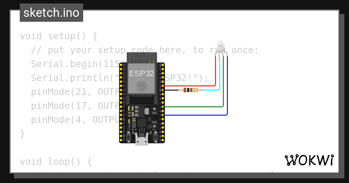 Rgb Lightcommon Pincathode Wokwi Esp32 Stm32 Arduino Simulator