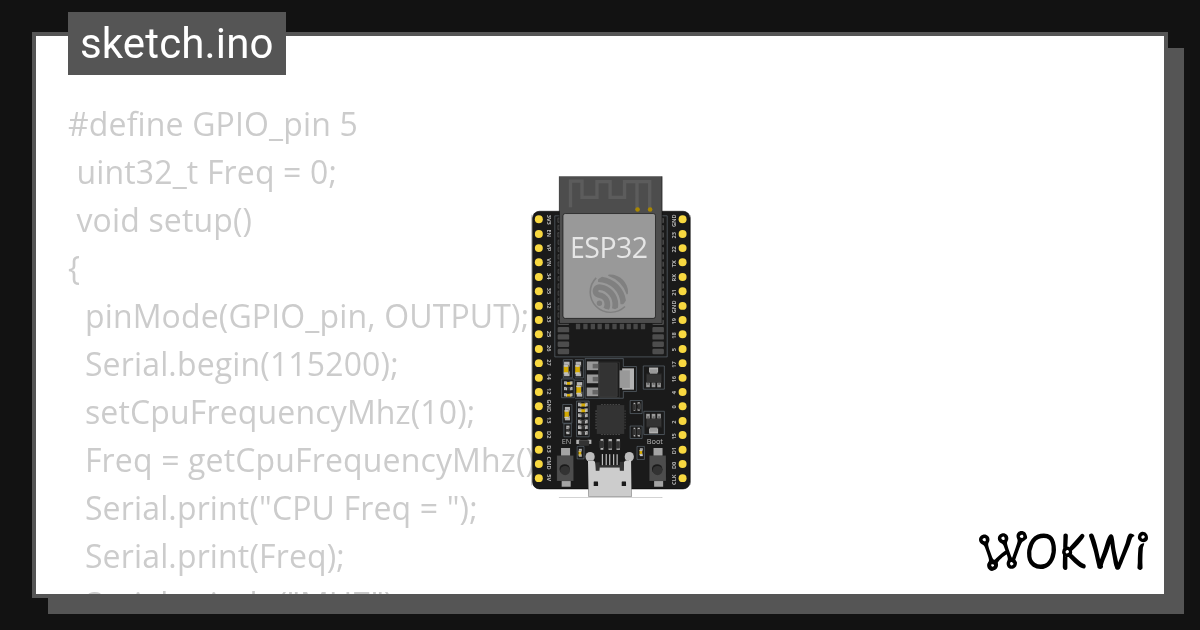 2. Changing clock speed - Wokwi ESP32, STM32, Arduino Simulator