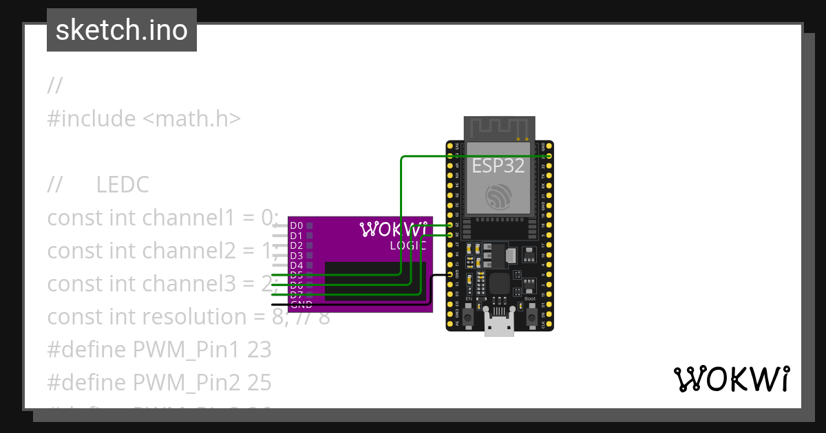 ESP32_PWM - Wokwi ESP32, STM32, Arduino Simulator