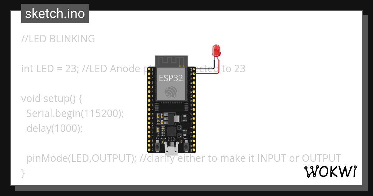 LED Blinking - Wokwi ESP32, STM32, Arduino Simulator LED Blinking - Wokwi ESP32, STM32, Arduino Simulator