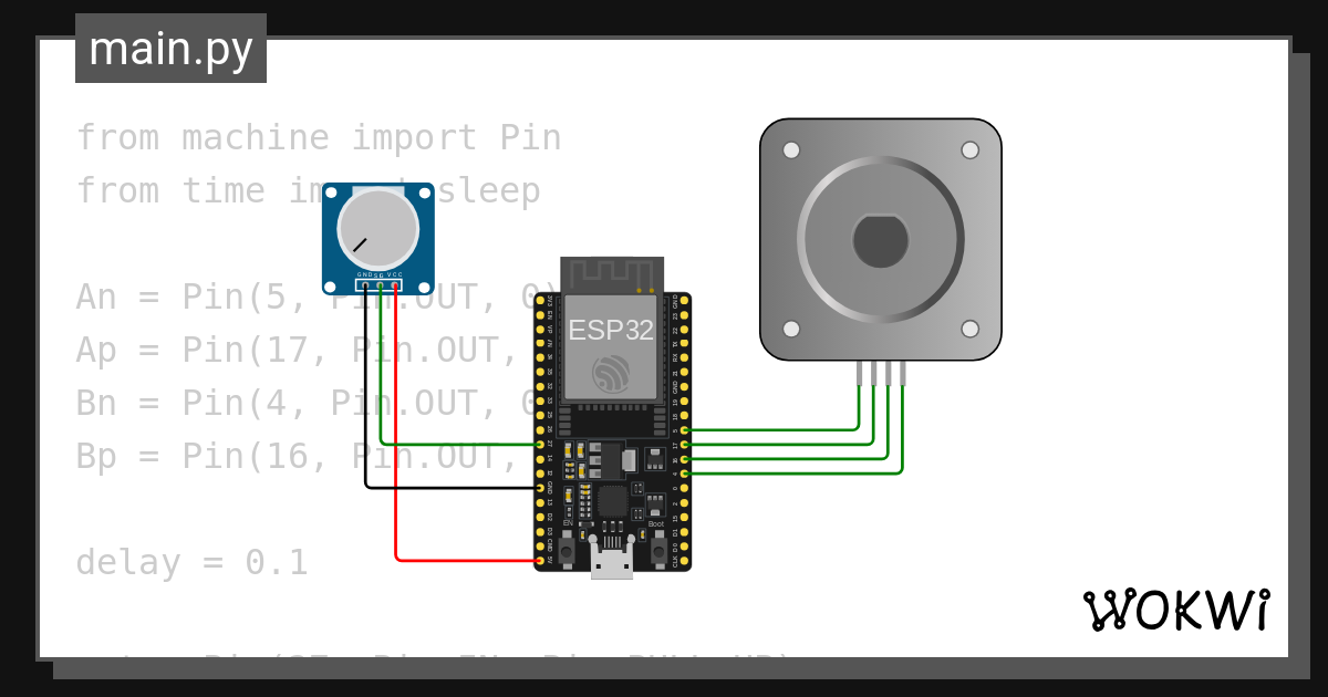 使用电位器控制步进电机 Wokwi Esp32 Stm32 Arduino Simulator 5363