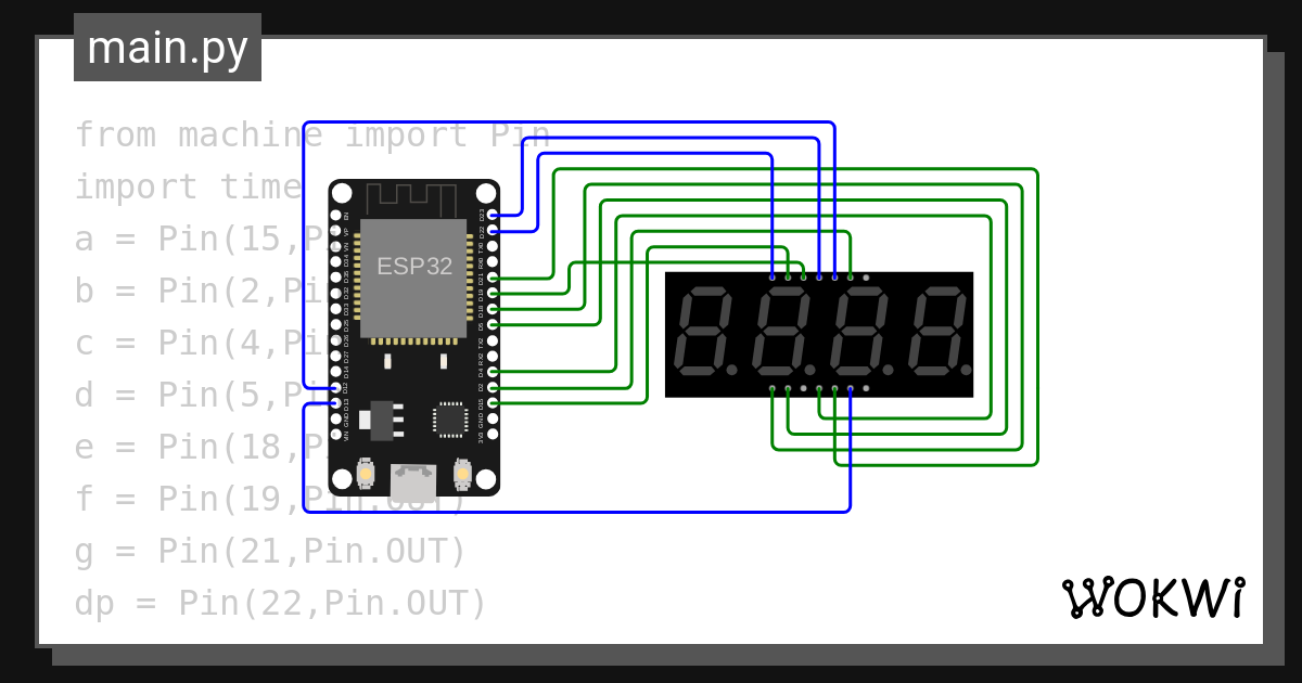 四位数码管和动态扫描 当前日期(fill消除重影 Wokwi Esp32 Stm32 Arduino Simulator
