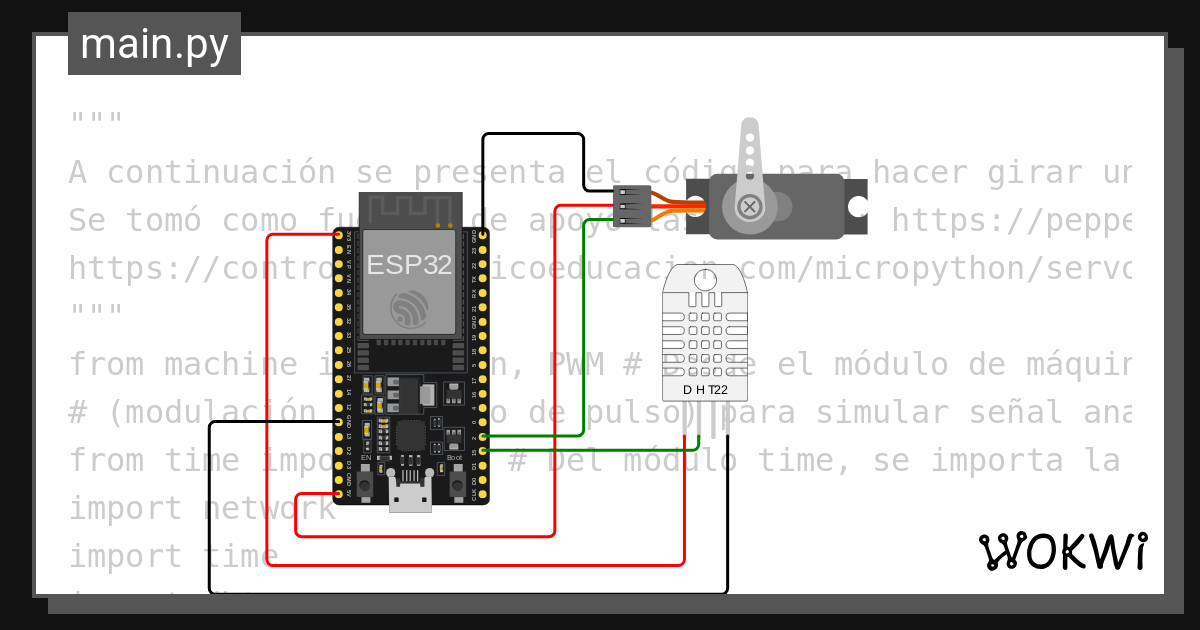 Micropython Servo 180 Esp32 Con Dht22 Wokwi Esp32 Stm32 Arduino Simulator 4487