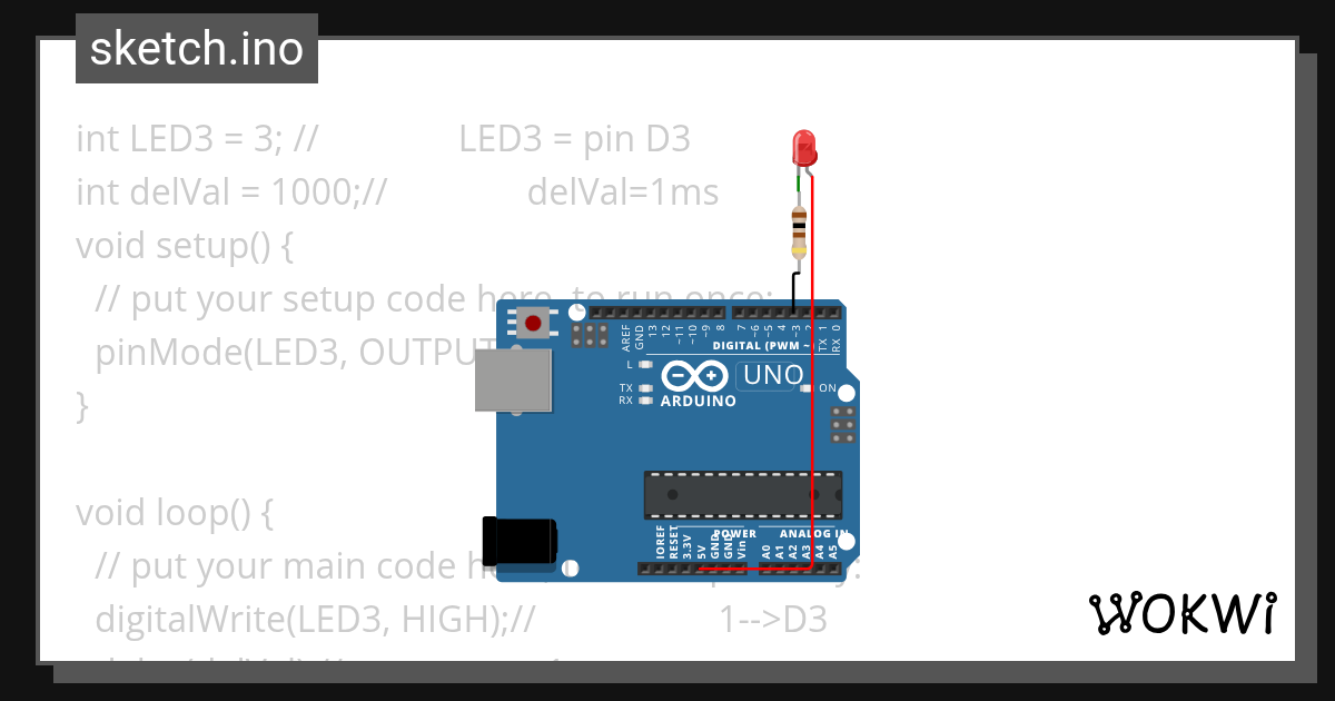 LAB02 LEDPIN3 BLINK use variable - Wokwi ESP32, STM32, Arduino Simulator