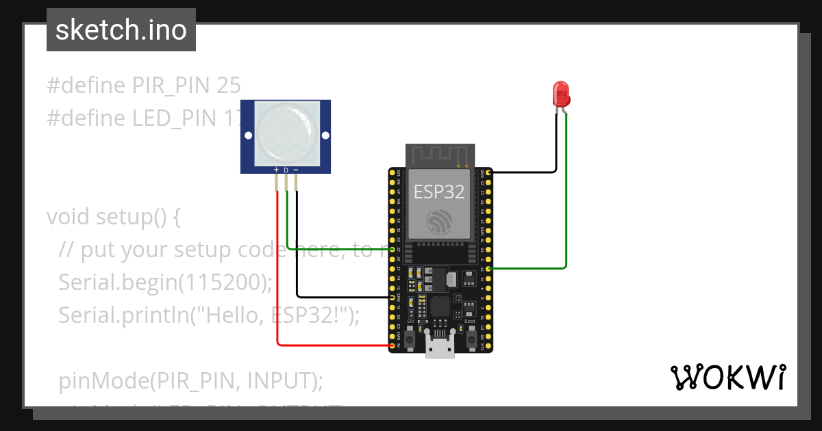 Motion Detector Led Wokwi Esp32 Stm32 Arduino Simulator 5236