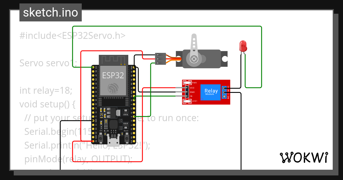 relay servo - Wokwi ESP32, STM32, Arduino Simulator