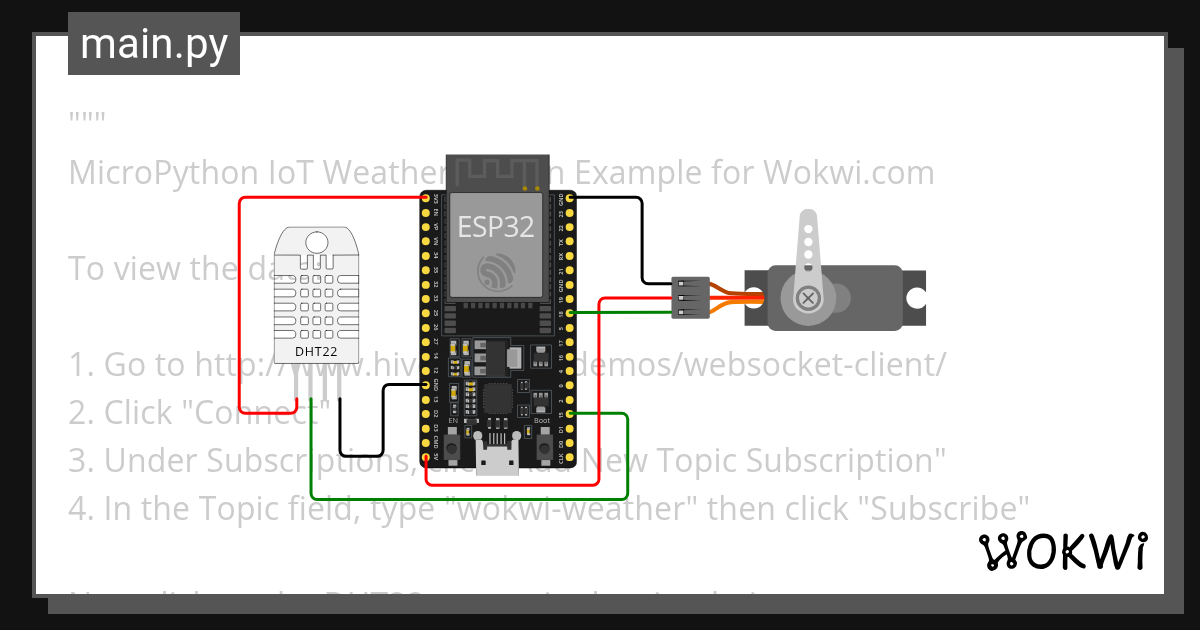 MicroPython MQTT Weather Logger (ESP32) Servo Copy (4) - Wokwi ESP32, STM32, Arduino Simulator