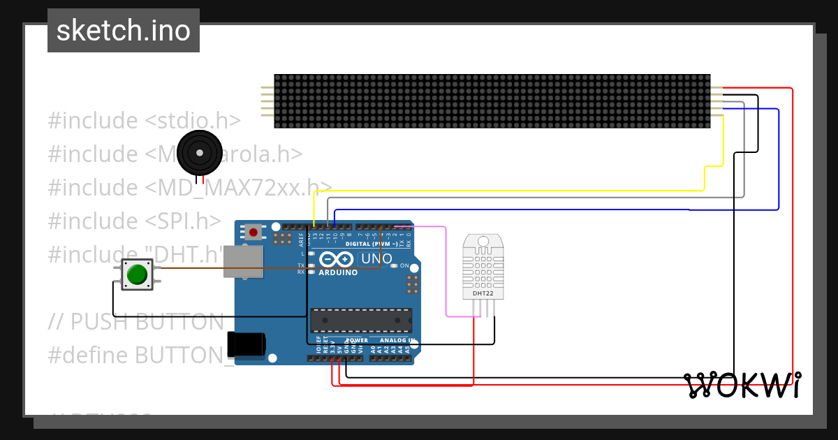 LED Matrix Display Simulation Copy (2) - Wokwi ESP32, STM32, Arduino Simulator