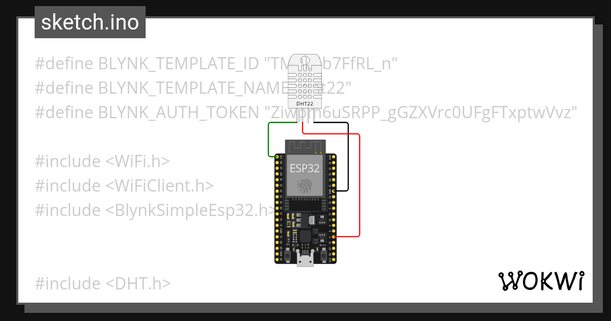 ESP DHT22 satu suhu - Wokwi ESP32, STM32, Arduino Simulator
