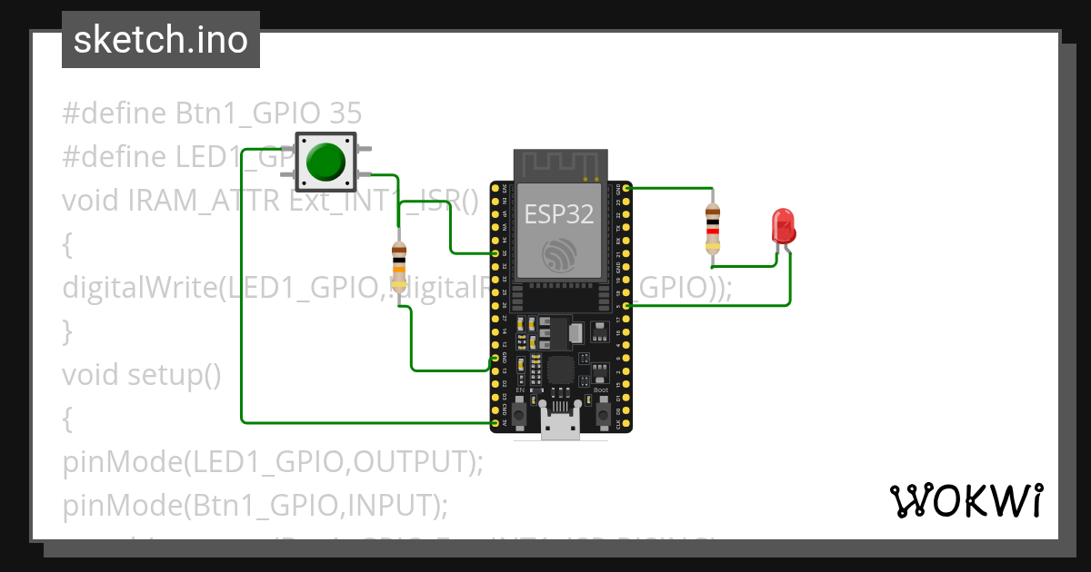 experiment 3(interrupt) - Wokwi ESP32, STM32, Arduino Simulator