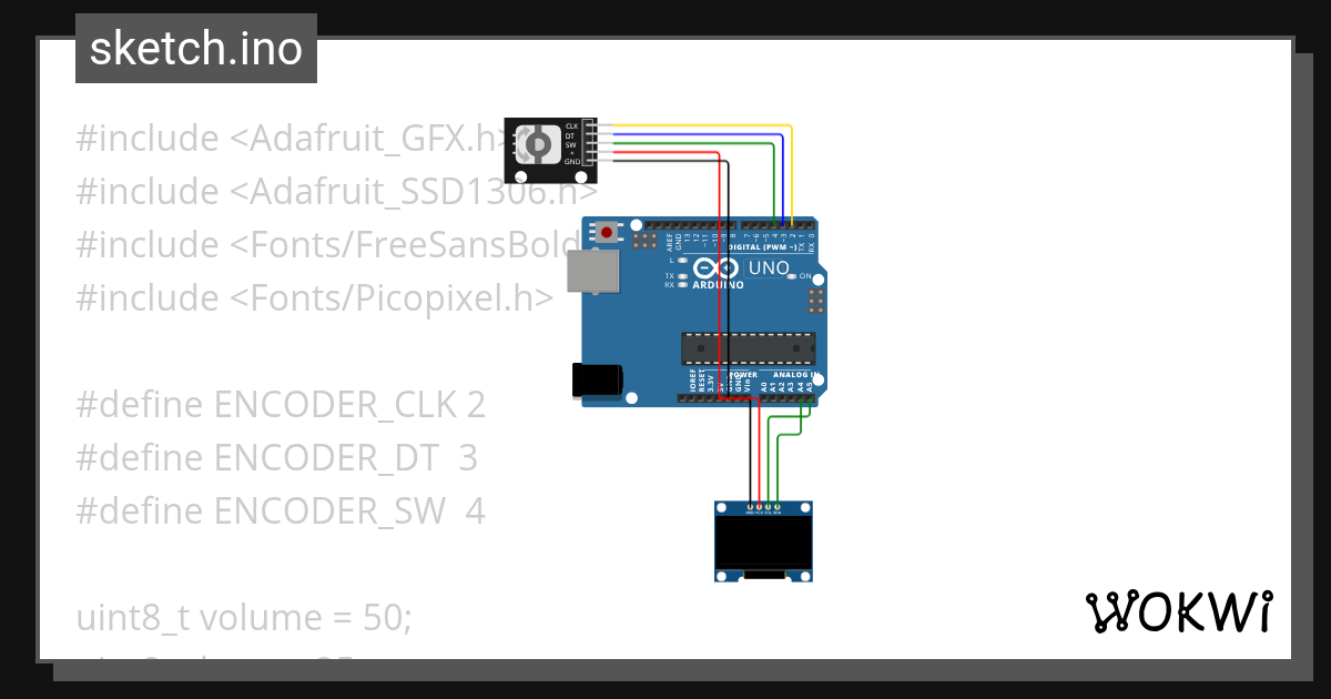 Arduino dengan oled - Wokwi ESP32, STM32, Arduino Simulator